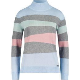 Damen Langarm-Pullover mit Ripp-Abschl&uuml;ssen, kuschelig grau-bleu-gemustert, Gr&ouml;&szlig;e 40