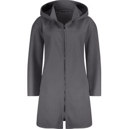Damen Longjacke mit Kapuze und Seitenschlitzen anthrazit, Gr&ouml;&szlig;e 40