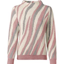 Damen Jacquardpullover mit Kelchkragen hortensie-champagner-gemustert, Gr&ouml;&szlig;e 42