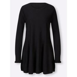 Heine Witt Damen Longpullover in leicht ausgestellter Form, schwarz, Gr&ouml;&szlig;e 46
