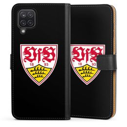 DeinDesign Galaxy A12 Handy Klapph&uuml;lle Handyh&uuml;lle aus Kunst Leder schwarz Flip Case Vfb Stuttgart Coat Of Arms Official Licensed Product Sideflip mit langer 