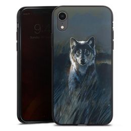 DeinDesign iPhone Xr Handy Silikon H&uuml;lle Case schwarz Handyh&uuml;lle Wolf Painting Nature