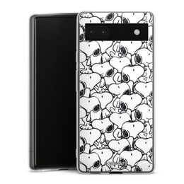 DeinDesign Google Pixel 6a Handy Silikon H&uuml;lle Case transparent Handyh&uuml;lle Peanuts Snoopy Muster Silikon Case