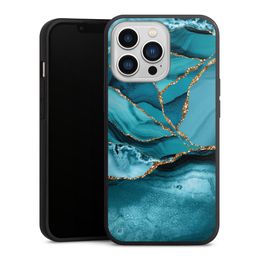 DeinDesign iPhone 13 Pro Handy Premium Silikon H&uuml;lle Handyh&uuml;lle schwarz Case Marble Gemstone Glitzer Silikon Premium Case