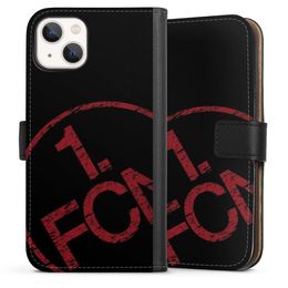 DeinDesign iPhone 13 Handy Klapph&uuml;lle Handyh&uuml;lle aus Kunst Leder schwarz Flip Case Texture Merchandise 1. Fcn Sideflip mit Lasche