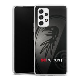 DeinDesign Galaxy A53 5G Handy Silikon H&uuml;lle Case transparent Handyh&uuml;lle Sc Freiburg Official Licensed Product Metallic Look Silikon Case