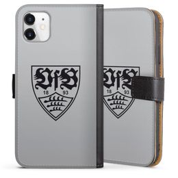 DeinDesign iPhone 11 Handy Klapph&uuml;lle Handyh&uuml;lle aus Kunst Leder schwarz Flip Case Logo Official Licensed Product Vfb Stuttgart Sideflip mit Lasche