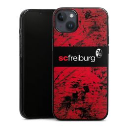 DeinDesign iPhone 14 Plus Handy Silikon H&uuml;lle Case schwarz Handyh&uuml;lle Official Licensed Product Sc Freiburg Logo