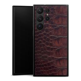 DeinDesign Galaxy S23 Ultra Handy Silikon H&uuml;lle Case schwarz Handyh&uuml;lle Leather Crocodile Animal Print