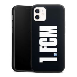 DeinDesign iPhone 12 mini Handy Premium Silikon H&uuml;lle Handyh&uuml;lle schwarz Case 1. Fcm 1. Fc Magdeburg Official Licensed Product Silikon Premium Case