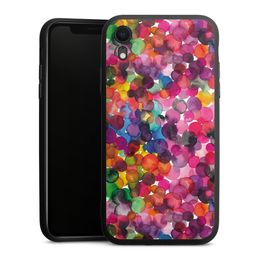 DeinDesign iPhone Xr Handy Premium Silikon H&uuml;lle Handyh&uuml;lle schwarz Case Water Colour Colourful Points Silikon Premium Case