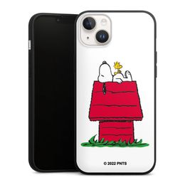 DeinDesign iPhone 14 Handy Premium Silikon H&uuml;lle Handyh&uuml;lle schwarz Case Snoopy Peanuts Official Licensed Product Silikon Premium Case