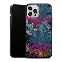 DeinDesign iPhone 13 Pro Max Handy Silikon H&uuml;lle Case schwarz Handyh&uuml;lle Colourful Flowers Neon