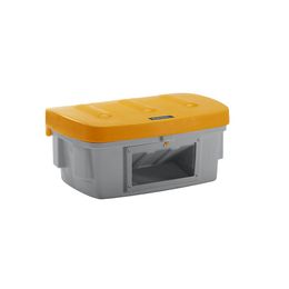 eurokraft pro Universal- und Streugutbehälter, mit Entnahmeöffnung, 100 l, Deckel orange
