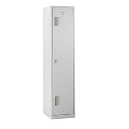 eurokraft basic Schwarz-Weiß-Spind Amsterdam, 1 Abteil, lichtgrau, Breite 400 mm