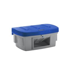 eurokraft pro Universal- und Streugutbehälter, mit Entnahmeöffnung, 100 l, Deckel blau