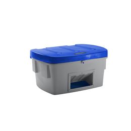 eurokraft pro Universal- und Streugutbehälter, mit Entnahmeöffnung, 550 l, Deckel blau