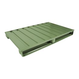 Heson Stahlflachpalette, LxB 1000 x 800 mm, Traglast 2000 kg, resedagr&uuml;n