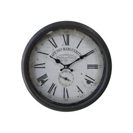 Chic Antique Wanduhr mit römischen Zahlen, Ø31 x H6 cm, schwarz