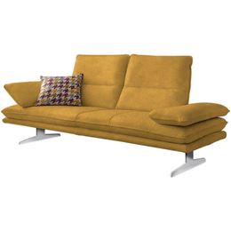 W.Schillig 2-Sitzer broadway, Sitztiefenverstellung, Kopfteil- & Seitenteilverstellung, Breite 216cm, gelb