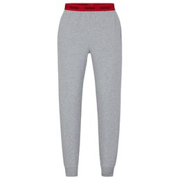 Hugo Pyjamahose Linked Pants mit kontrastfarbenen Logo-Elastikbund, grau