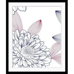 queence Bild Lia, Blumen (Set), Blumen, gerahmt, blau|rosa|weiß