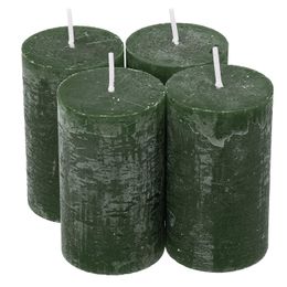 buttinette Rustikale Kerzen, tannengrün, 10 x 6 cm, 4 Stück