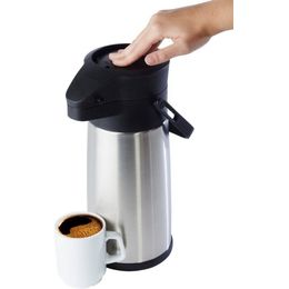 APS Pump-Isolierkanne Budget, 2,2 l, Dreh-Pumpknopf, für bis zu 17 Tassen Kaffee, doppelwandige Isolierung, silberfarben