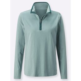 WITT Damen Sweatshirt mit Stehkragen und Rei&szlig;verschluss, jade, Gr&ouml;&szlig;e 46