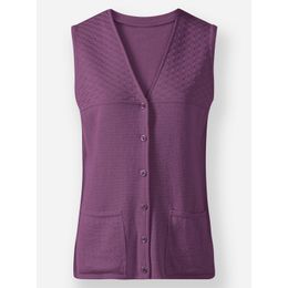 WITT Damen Strickweste mit Wabenmuster, violett, Gr&ouml;&szlig;e 54