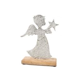Logbuch-Verlag Weihnachtsfigur Engel Figur Silber braun aus Holz + Metall (1 St)