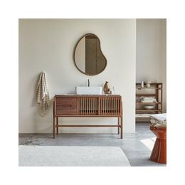 Tikamoon Waschtisch Badezimmerschrank aus Nussbaum massiv und Premium-Terrazzo 125 cm
