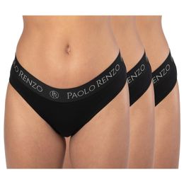 Paolo Renzo® Damen Baumwoll Slip SPORT LINE 6 Paar - Größe L - Schwarz