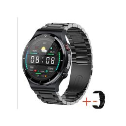 TPFNet Smart Watch / Fitness Tracker IP68 - Edelstahl Armband + Silikon Armband - Android & IOS - Schwarz