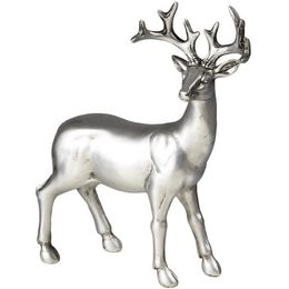 AMBIENTE HAUS Tierfigur Hirsch Figur - stehend kl. (1 St), silberfarben