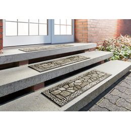 Stufenmatte Outdoor, ANDIAMO, rechteckig, Höhe: 6 mm, Outdoor-Stufenmatten, Stein Motiv, Gartenbereich, Eingangsbereich, grau
