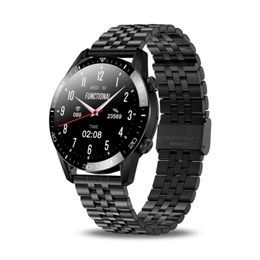 TPFNet Smart Watch / Fitness Tracker IP68 für Damen & Herren - Edelstahl Armband - Android & IOS - Schwarz
