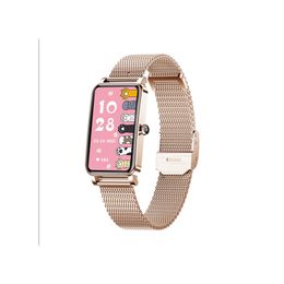 TPFNet Damen Smart Watch / Fitness Tracker IP68 - Milanaise Armband - Android & IOS - Rose Gold