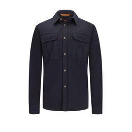 &Uuml;bergr&ouml;&szlig;e : BOSS Orange, Overshirt aus Baumwolle mit Stretchanteil in Marine