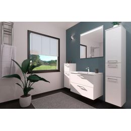 nobilia® elements Badmöbel-Set, (4-St), Badblock mit Flächenspiegel und Beimöbeln, weiß