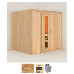 Karibu Sauna Solida, BxTxH: 196 x 170 x 198 cm, 68 mm, (Set) 9 KW-Ofen mit integrierter Steuerung, beige