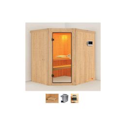 Karibu Sauna Stine, BxTxH: 196 x 170 x 198 cm, 68 mm, (Set) 9 KW-Ofen mit externer Steuerung, beige