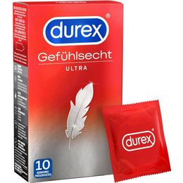 Durex Kondome Gefühlsecht Ultra Packung, 10 St., 20% dünneres Material an der Spitze, weiß