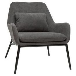 Miliboo Design-Sessel Stoff mit Samteffekt in Grau und schwarzem Metall MAXINE