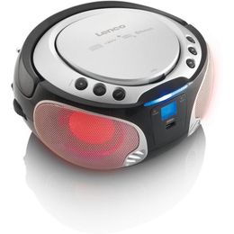 Lenco SCD-550SI CD-Radio m. MP3, USB, BT, Lichteffekt Boombox (FM-Tuner), silberfarben