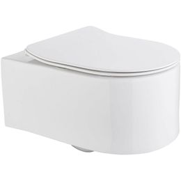 Welltime Tiefspül-WC Trento, wandhängend, Toilette spülrandlos, inkl. WC-Sitz mit Softclose, weiß