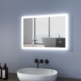Badspiegel 50x70cm led Badezimmerspiegel Beleuchtung Wandspiegel mit Touch-Schalter, Kaltweiß Licht - Meykoers