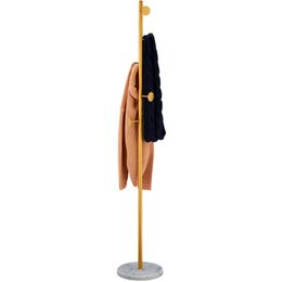 Garderobenständer Marmor, freistehender Jackenständer, 5 Haken, Standgarderobe, HxD: 172 x 29 cm, weiß/gold - Relaxdays
