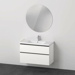 Duravit - D-Neo Möbel-Set, Möbelwaschtisch mit Waschtischunterschrank wandhängend und led Spiegel (rund), 1000x2000mm, DE01110, Farbe: Weiß Matt