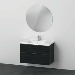 Duravit - D-Neo Möbel-Set, Möbelwaschtisch mit Waschtischunterschrank wandhängend und led Spiegel (rund), 1000x2000mm, DE01110, Farbe: Eiche Schwarz